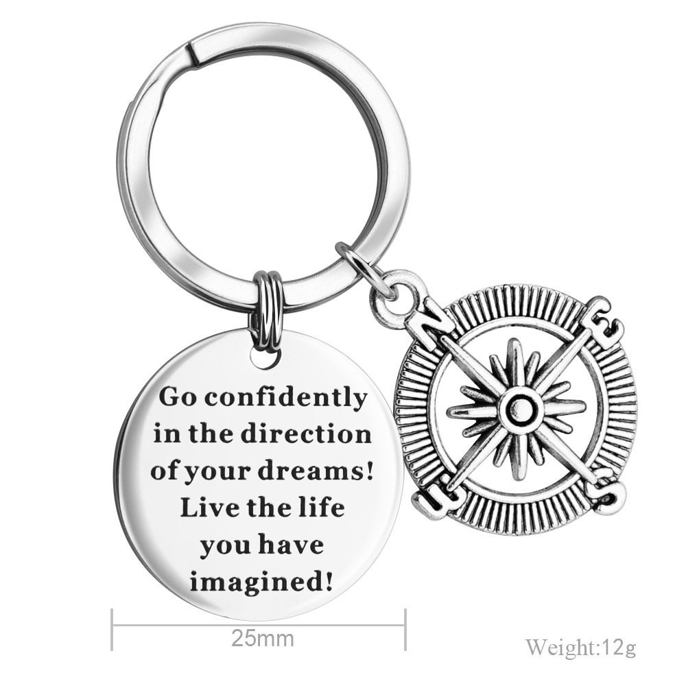 Compass Keychain,custom Keychain,engraved Keyring,travel Keychain ...