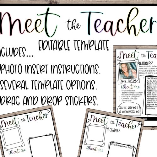 Meet the Teacher Template Farmhouse Pastel Rainbow Themed - Etsy