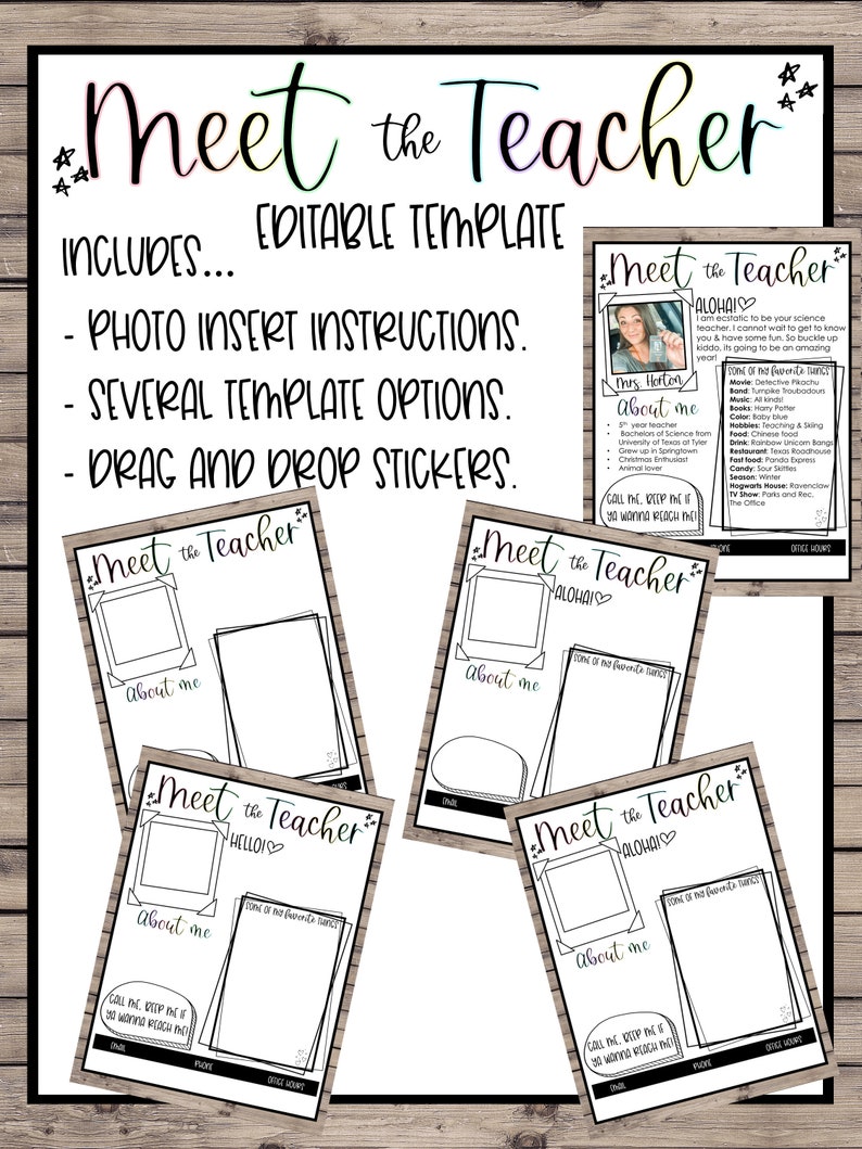 Meet the Teacher Template Farmhouse Pastel Rainbow Themed - Etsy