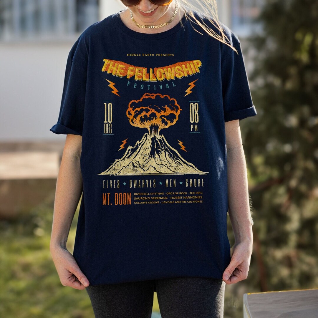 The Fellowship LOTR Shirt Middle Earth Hobbit Shire Mordor Rivendell ...