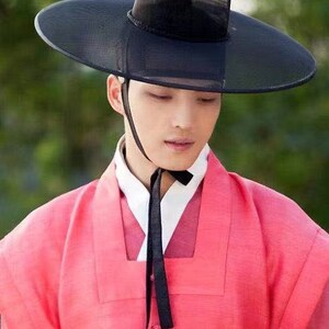 Black Bamboo Hat Korean Traditional High Hat Wide Brim Creative Design ...