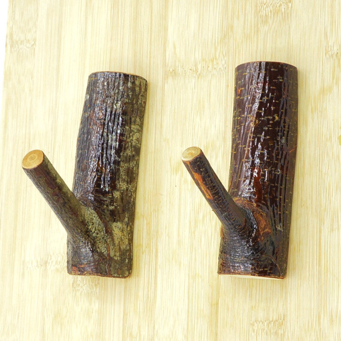 Pack of 2 Wood Tree Branch Wall Hook Surface Finishing - Etsy