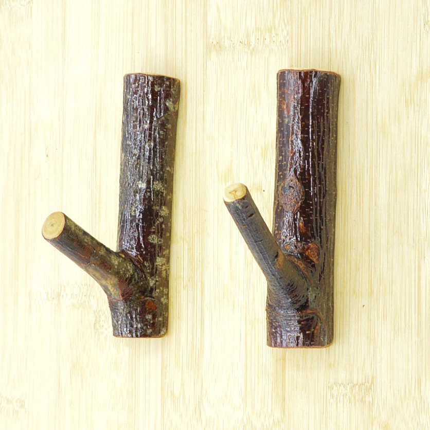 Pack of 2 Wood Tree Branch Wall Hook Surface Finishing - Etsy