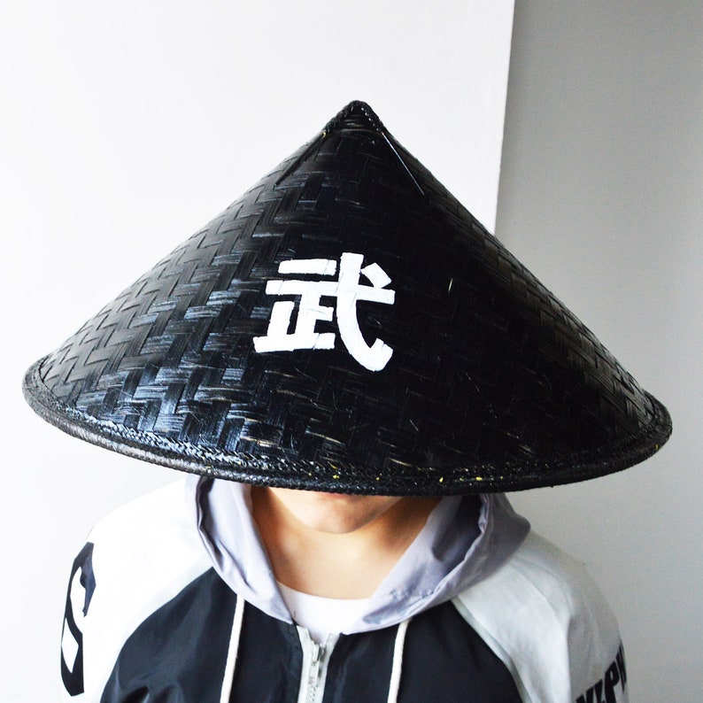 Cone Black Bamboo Japanese Hat Samurai Hat White Characters on - Etsy UK