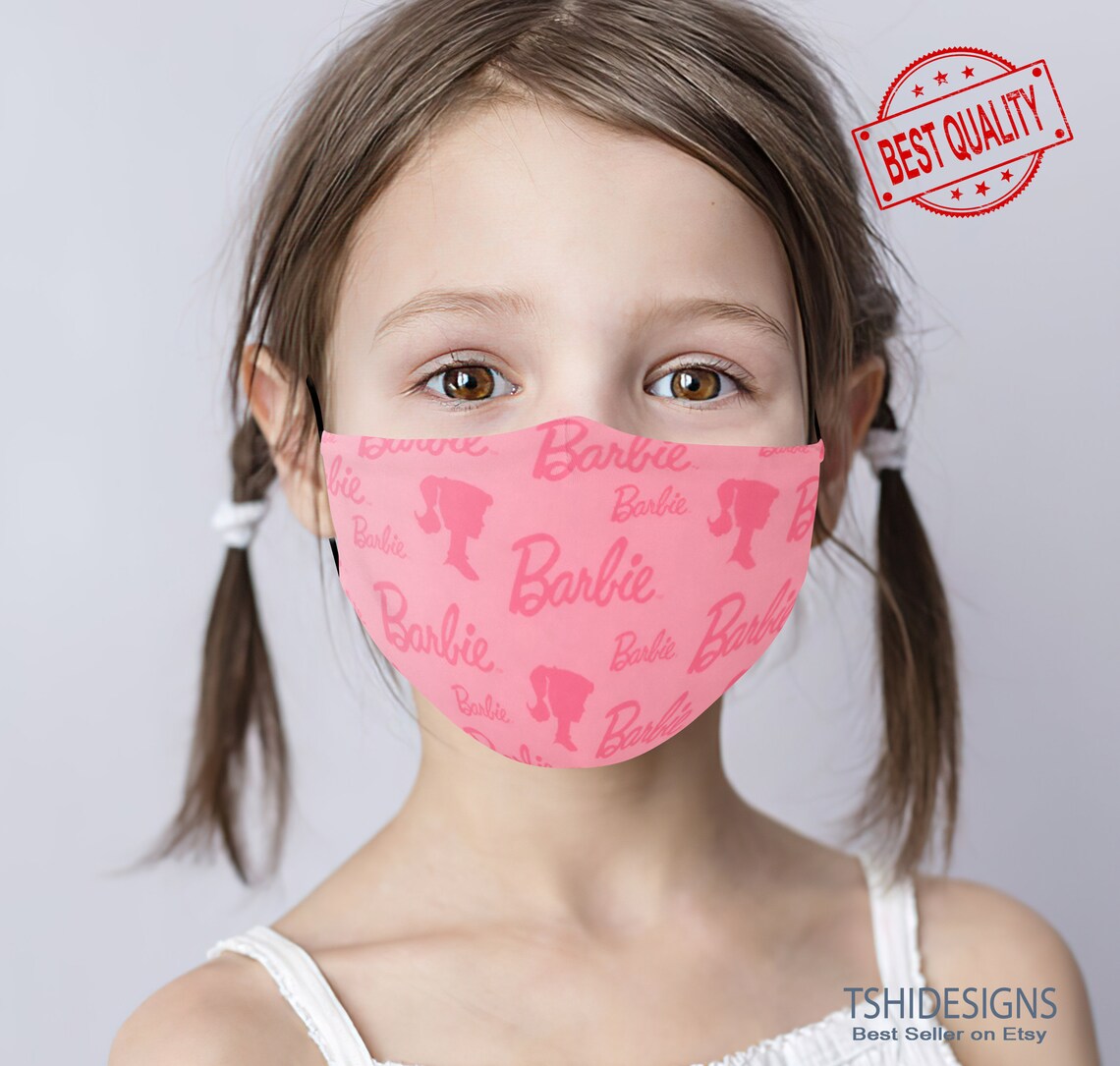 Barbie warm pink logo pattern Mask for Adult Face Mask Kids | Etsy