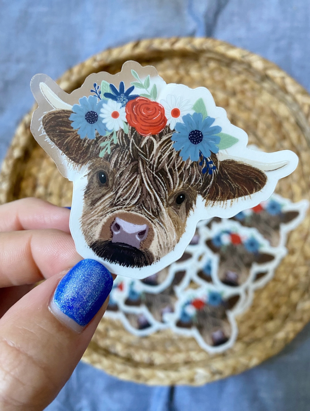 Cute Highland Calf Sticker, Highland Cow Sticker - Etsy