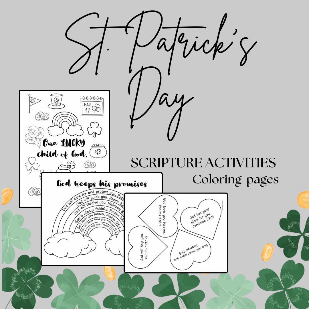 St. Patrick’s Day Scripture Activity, Clover Coloring Pages, God’s ...