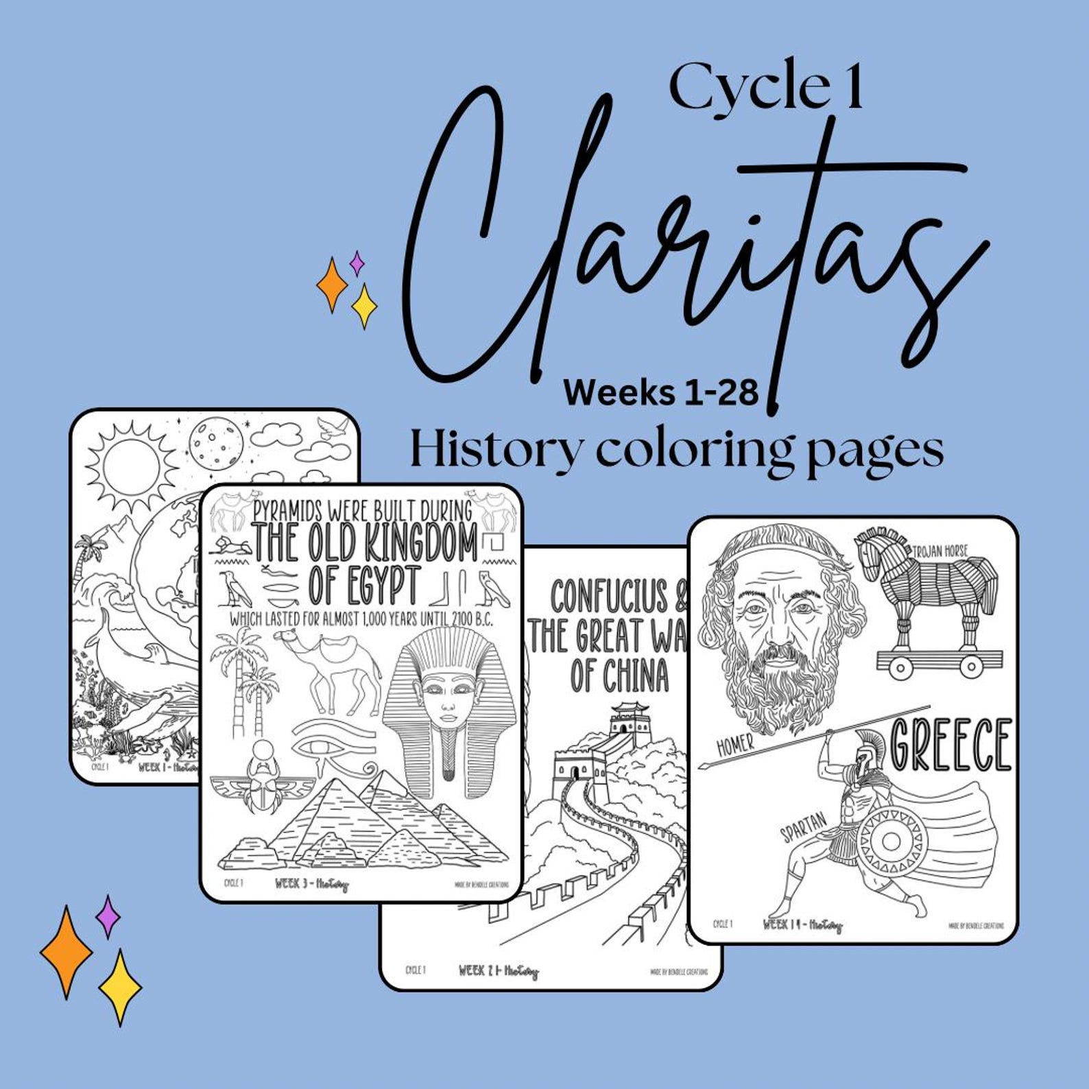 Claritas Cycle 1 History -coloring Book- Weeks 1-28 - Etsy