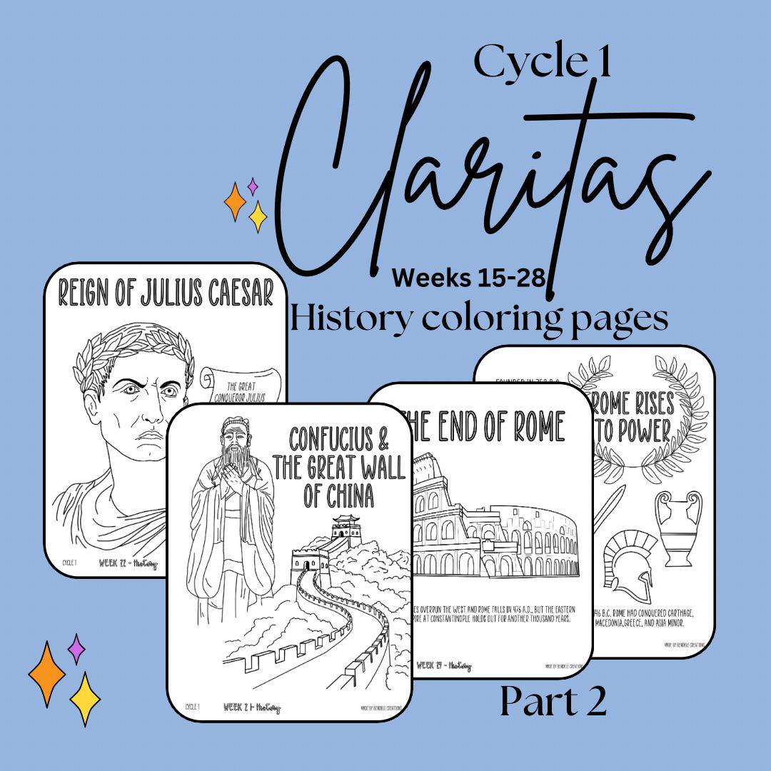 Claritas Cycle 1-PART 2 - History Coloring Book- Weeks 15-28 - Etsy