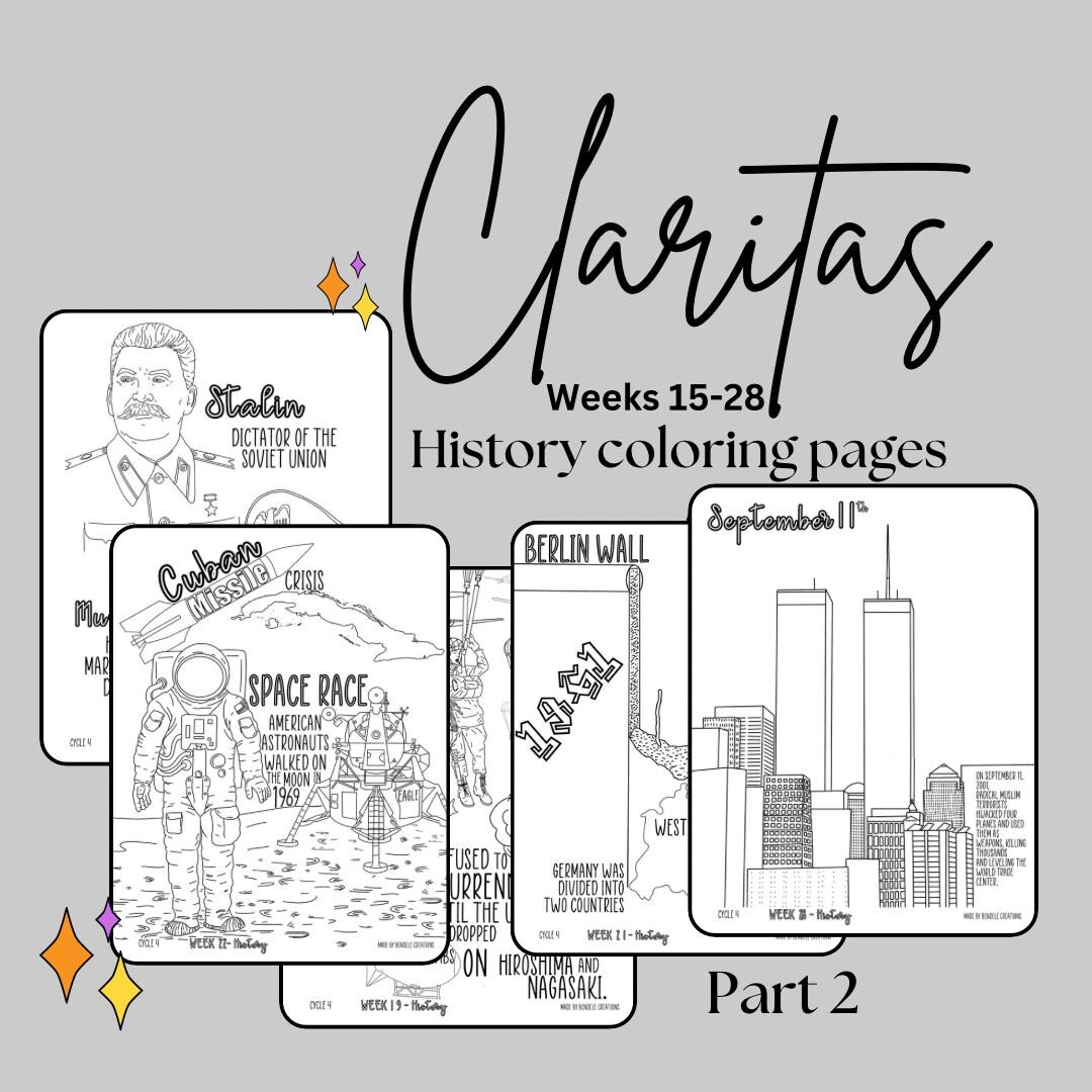 Claritas Cycle 4 History coloring Book Weeks 15-28 part 2 - Etsy