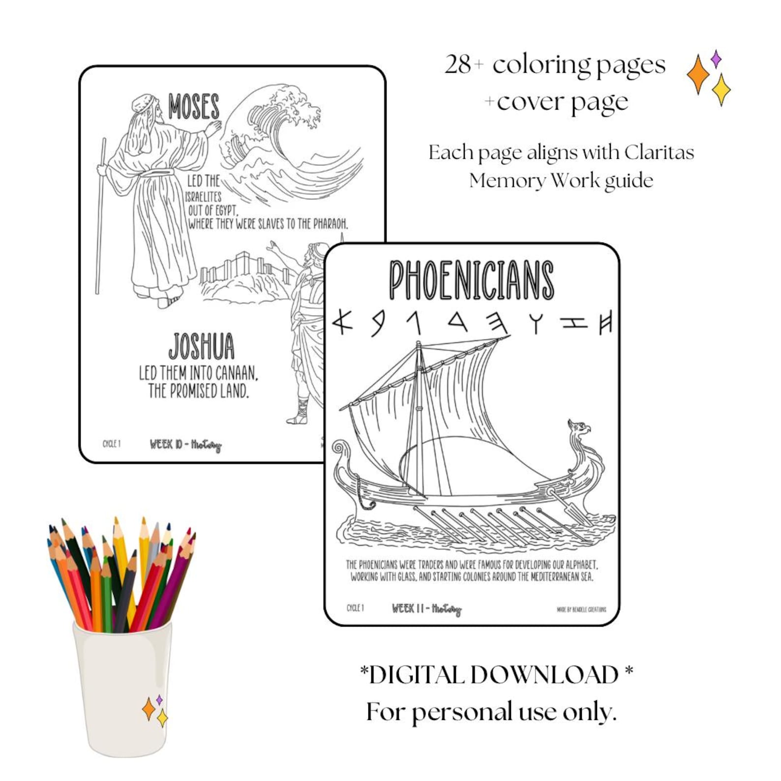 Claritas Cycle 1 History -coloring Book- Weeks 1-28 - Etsy