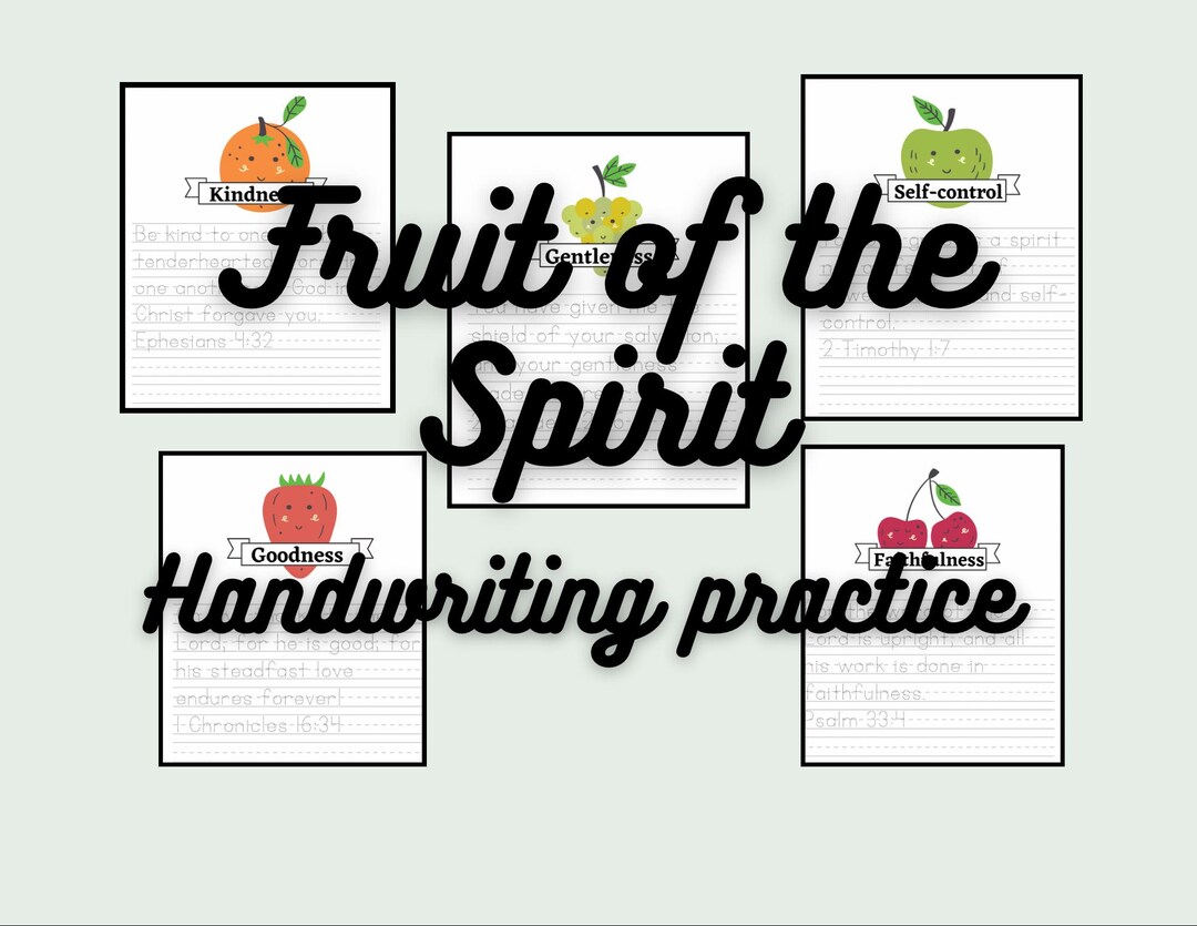 Fruit of the Spirit Handwriting Practice, Bible Activity, Bible ...