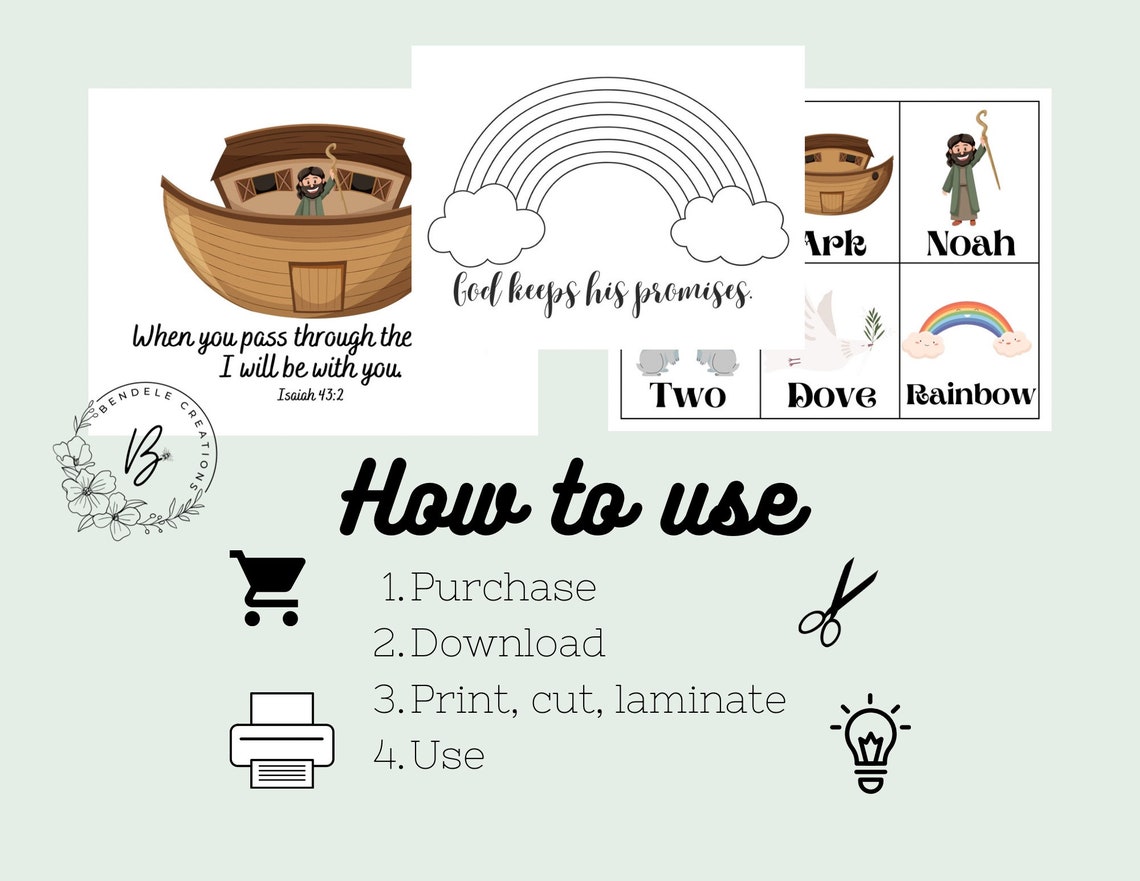 Noahs Ark Lesson Bible Activity Bible Memorization Cards - Etsy