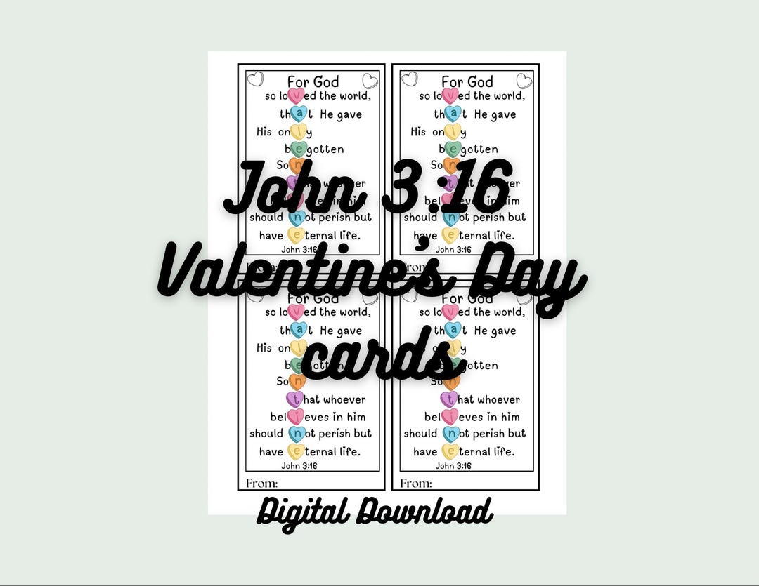 John 3:16 Valentines Day Printable, Christian Valentine Cards ...