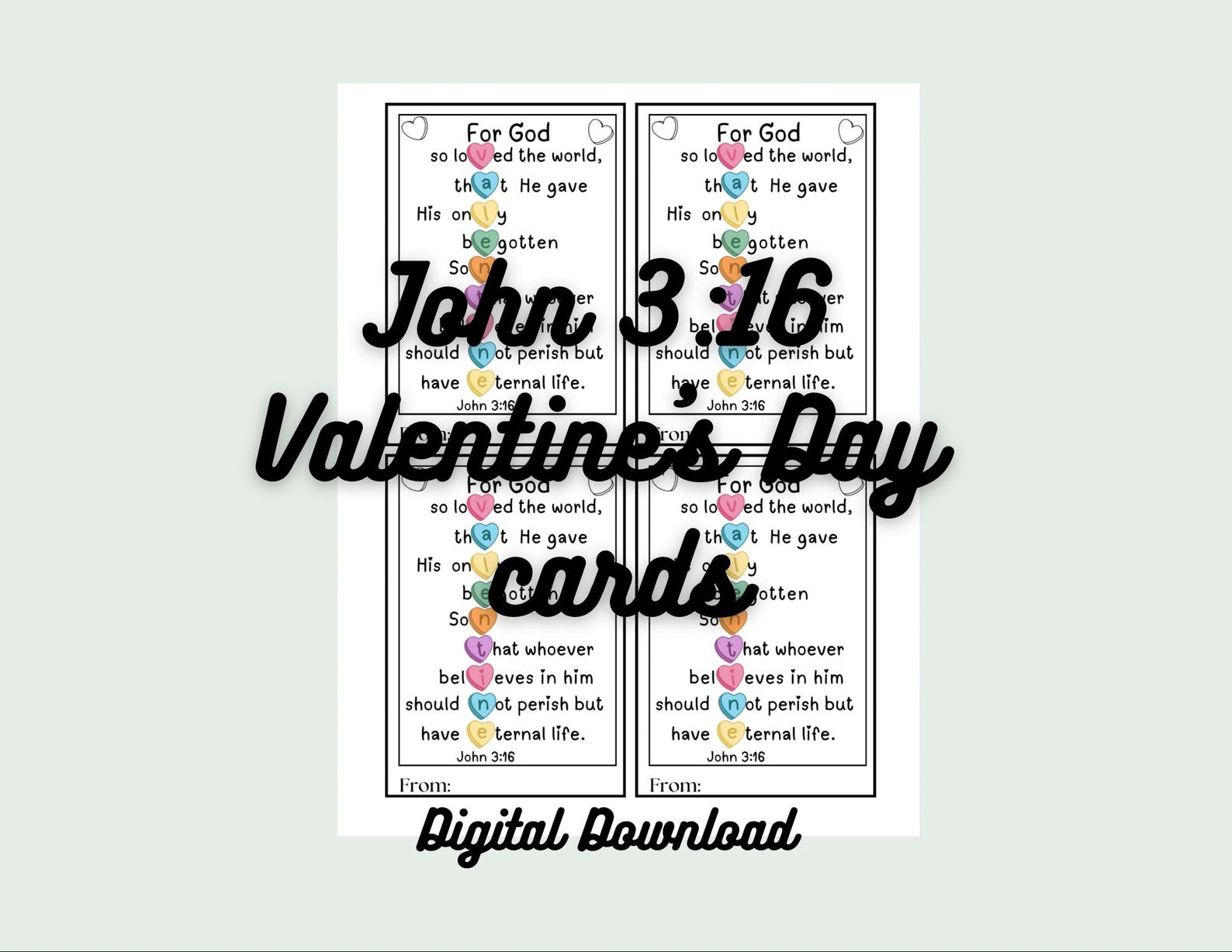 John 3:16 Valentines Day Printable, Christian Valentine Cards ...