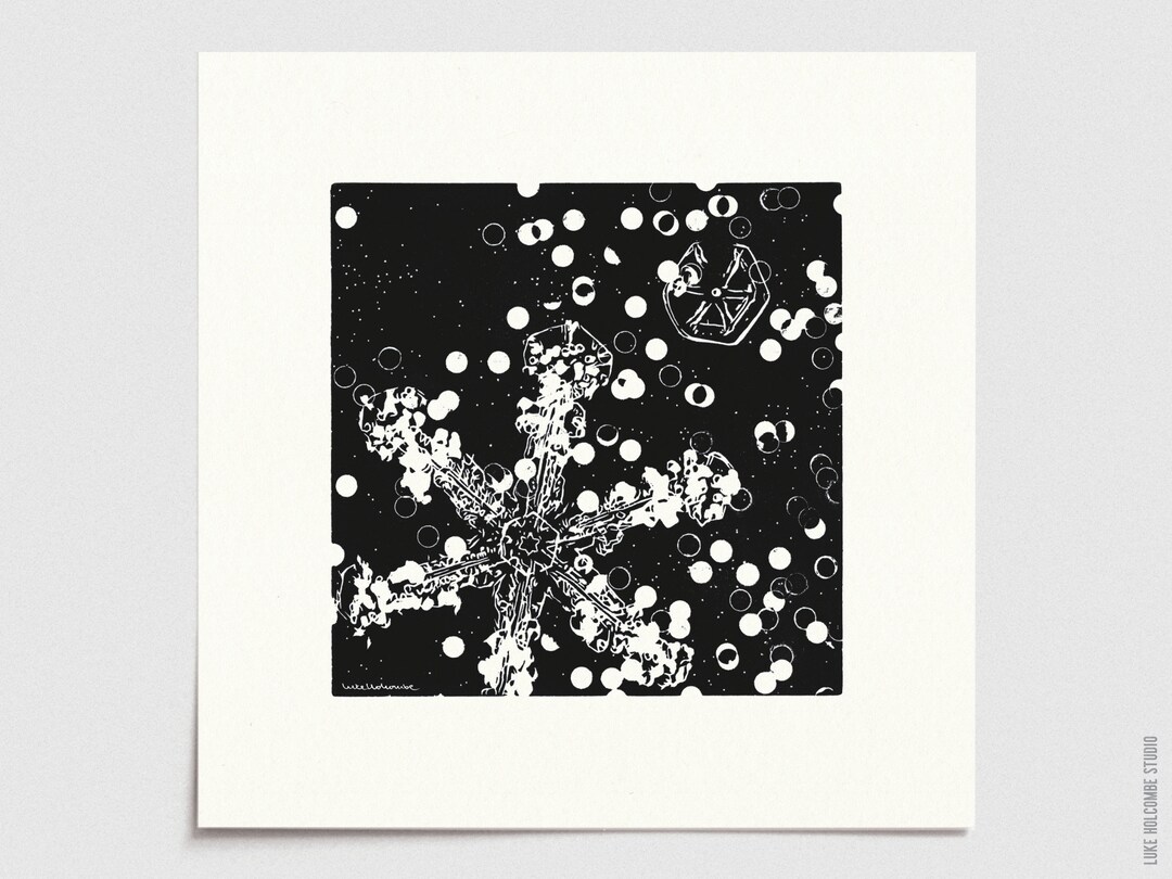 FIRST SNOW Digital Art Print: Snowflake Winter Poster Square 300mm - Etsy