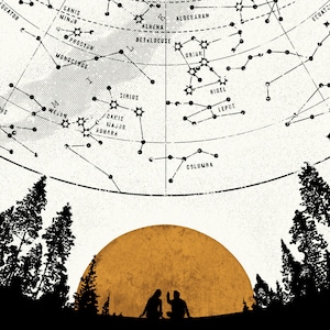 NORTHERN STARS Digital Art Print: Forest Constellation Poster A4, A3 ...