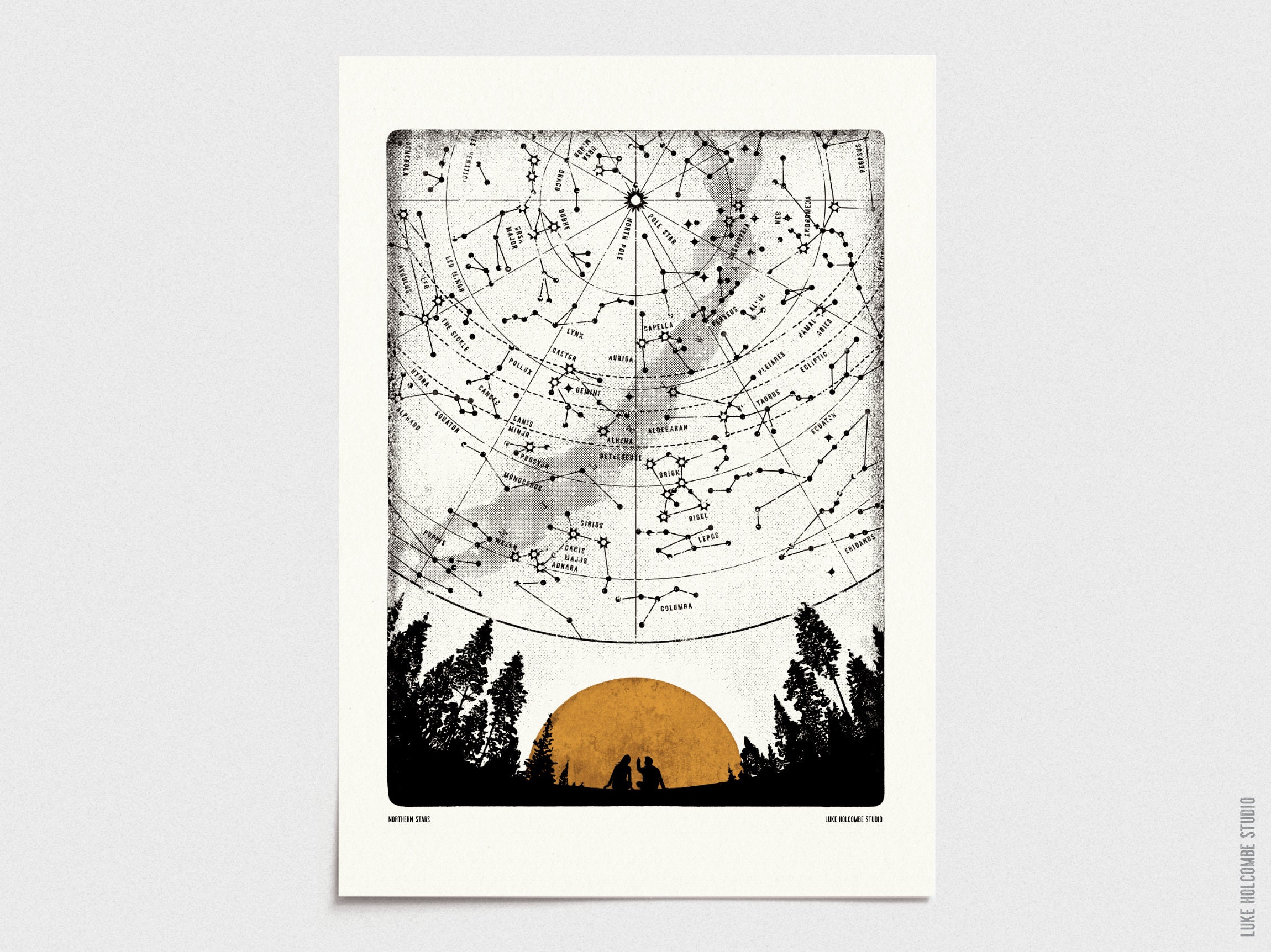 NORTHERN STARS Digital Art Print: Forest Constellation Poster A4, A3 ...