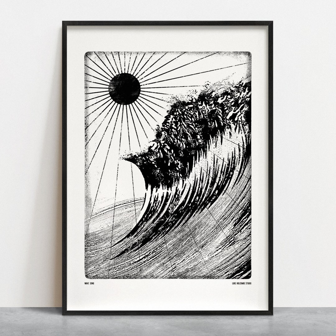 WAVE SONG Digital Art Print: Ocean Waves Poster A4, A3, A2, A1 - Etsy