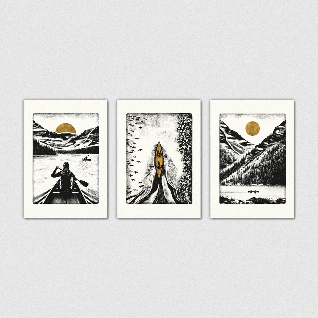 LAKE ADVENTURE COLLECTION Pack of 3 Cards, Forest, Canoe, Kayak, A6 ...