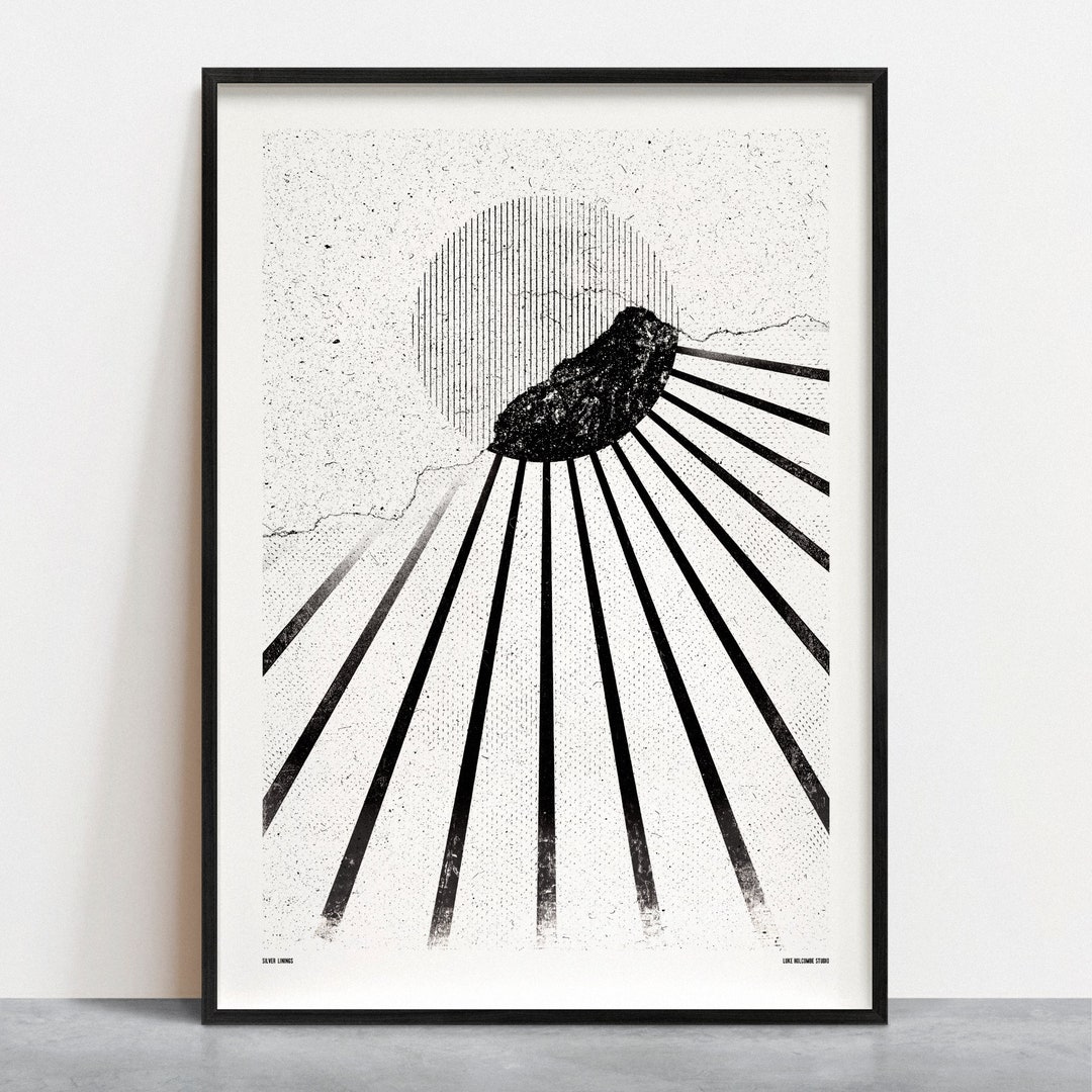 SILVER LININGS Digital Art Print: Minimalist Sun Rays Poster A4, A3 - Etsy