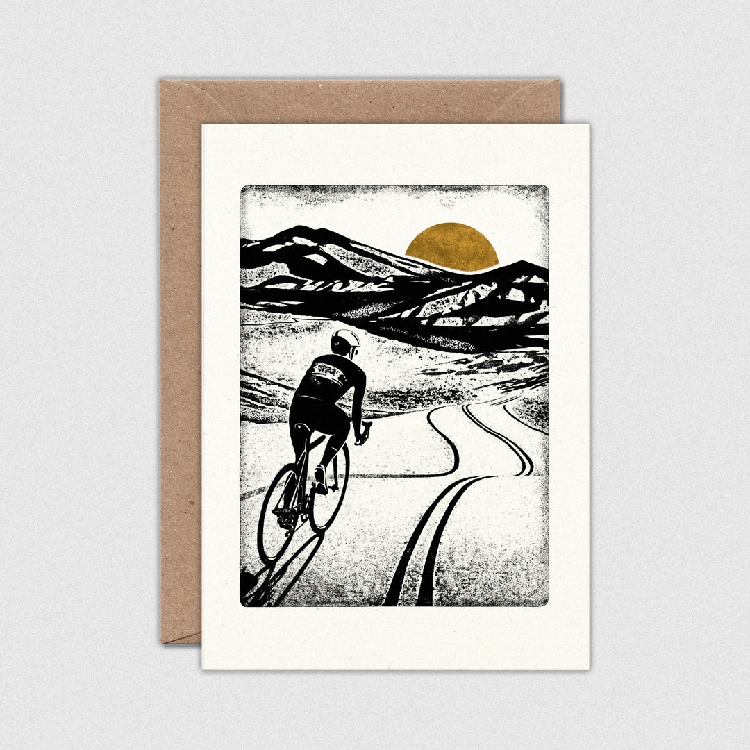 RIDE FREE Note Card With Envelope: Road Cycling Mountain Landscape, A6 ...