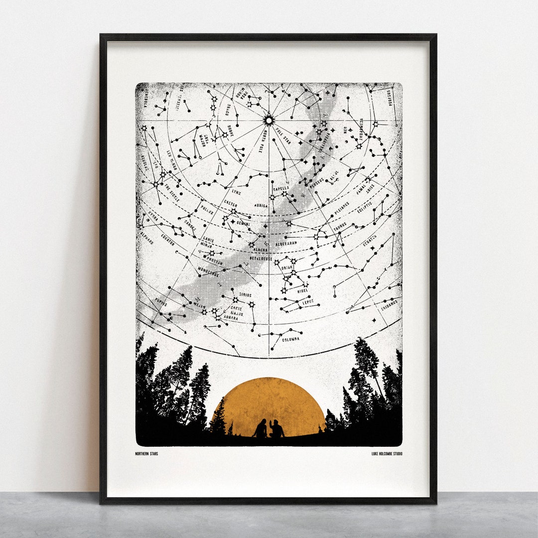 NORTHERN STARS Digital Art Print: Forest Constellation Poster A4, A3 ...