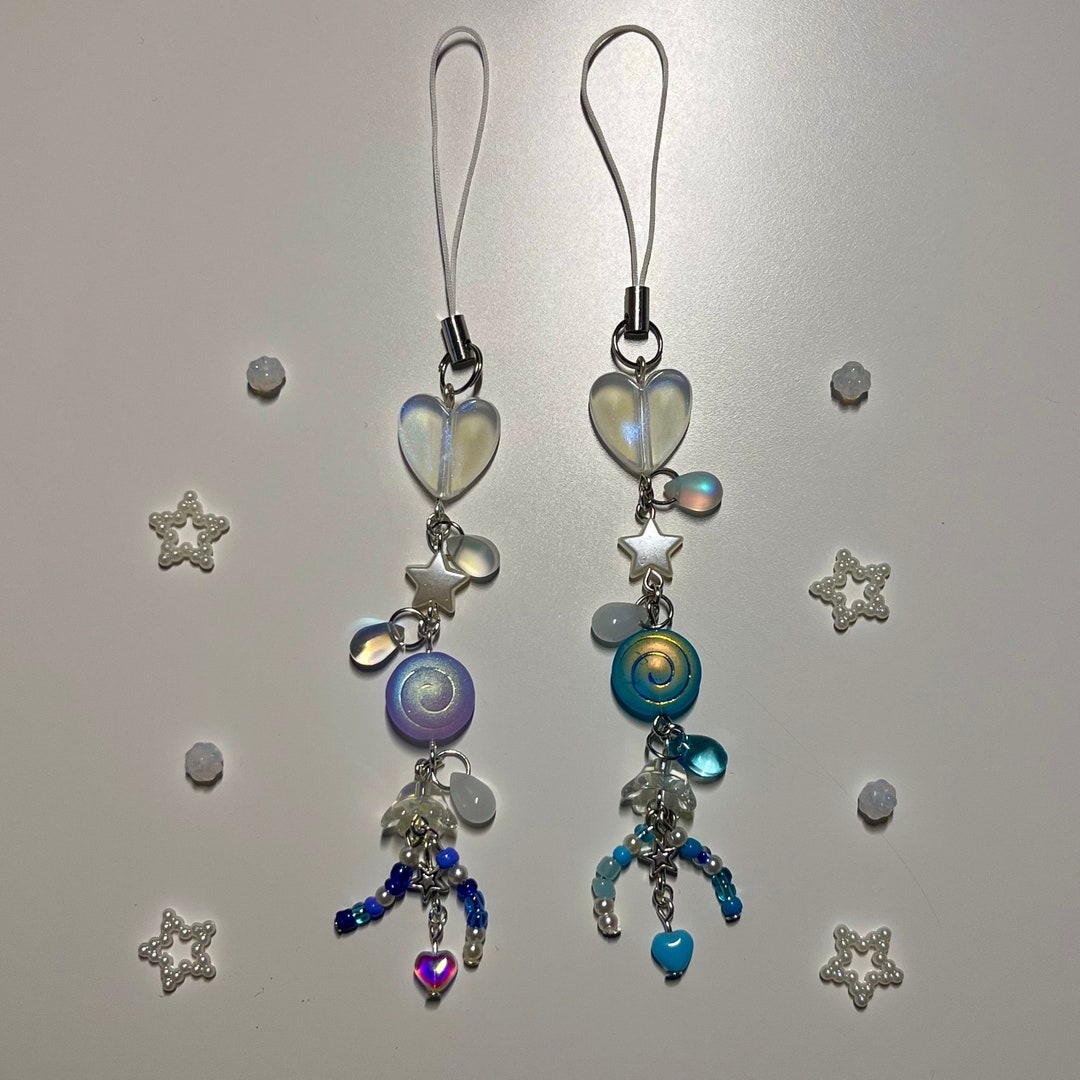 Swirly Jellyfish Beaded Charm | Keychain Crab Fish Purple Pink Blue ...