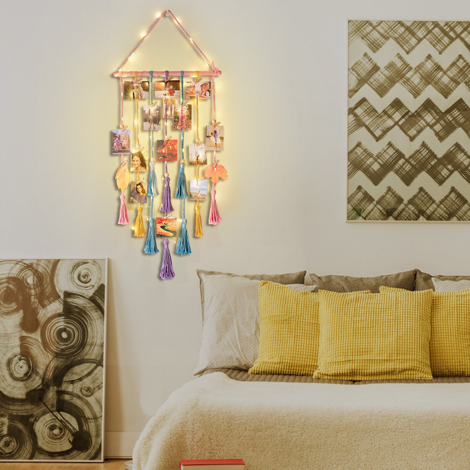 Hanging Photo Display Wall Decor Macrame Wall Decor Hanging Remote ...