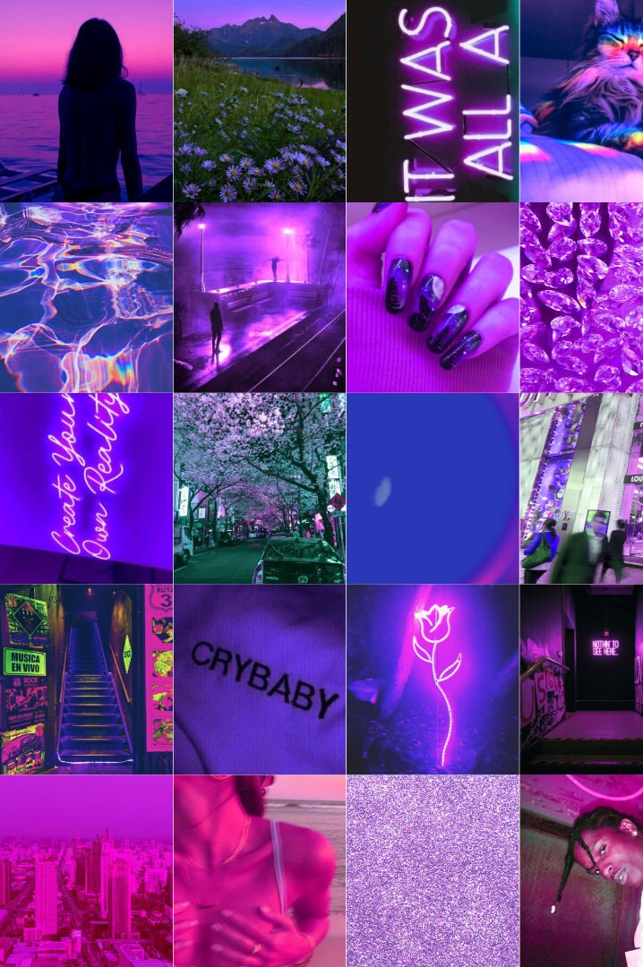 Neon Wall Collage Kit Aesthetic Physical Photos 50 Pack | Etsy