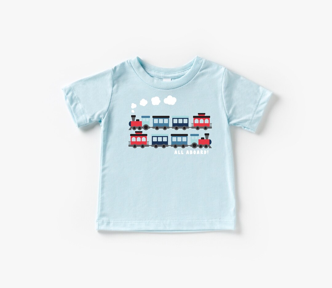 Whimsical Train Kids T-shirt: All Aboard Graphic - Etsy
