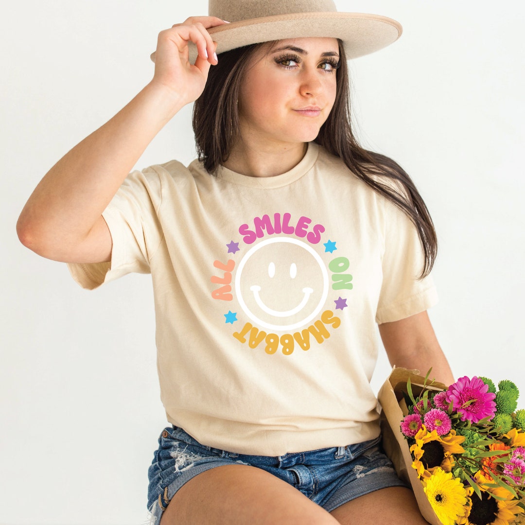 All Smiles on Shabbat Smiley Face Tshirt, Jewish Shirt, Cute Shabbat ...