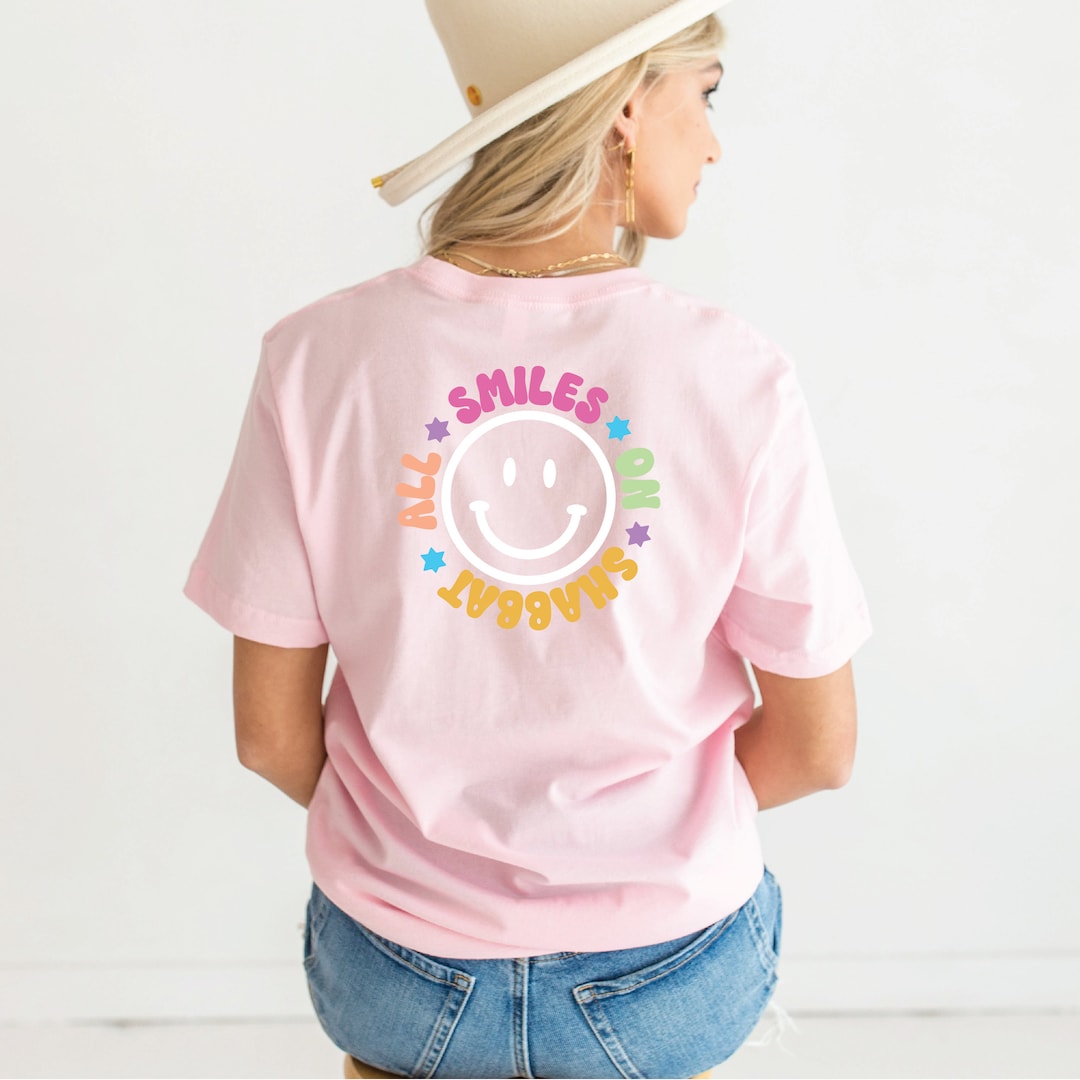 All Smiles on Shabbat Front and Back Smiley Face, Jewish Shirt, Cute ...
