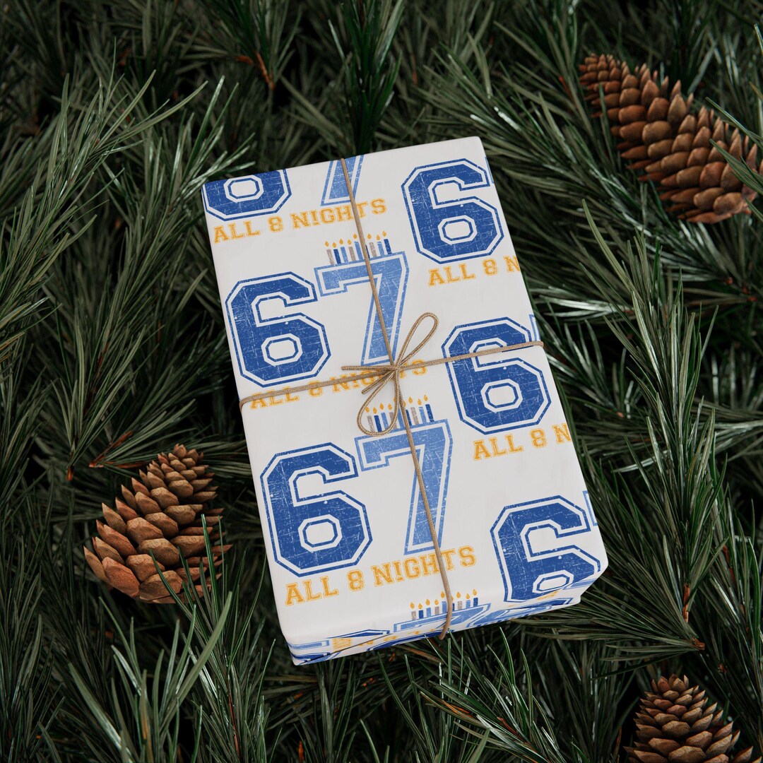 Hanukkah Wrapping Paper • 6 7 All 8 Nights Gift Wrap • Funny Jewish ...