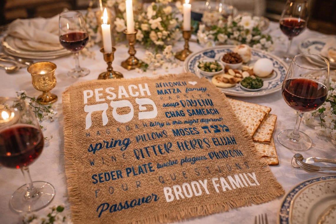 Passover Matzah Cover Burlap | Seder Table Decor | Jewish Holiday ...