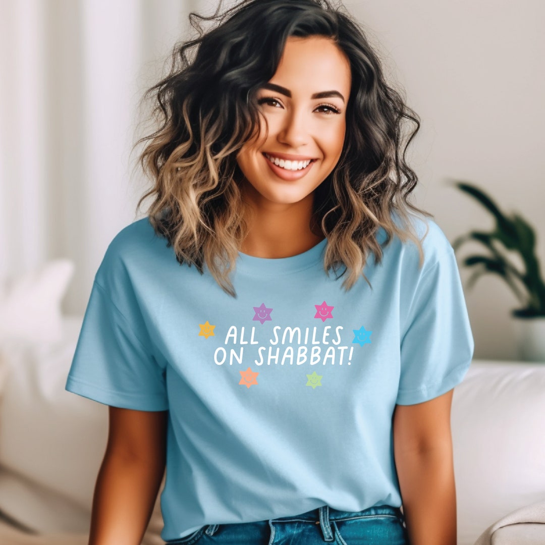 All Smiles on Shabbat Tshirt, Jewish Shirt, Cute Shabbat Shirt, Gift ...