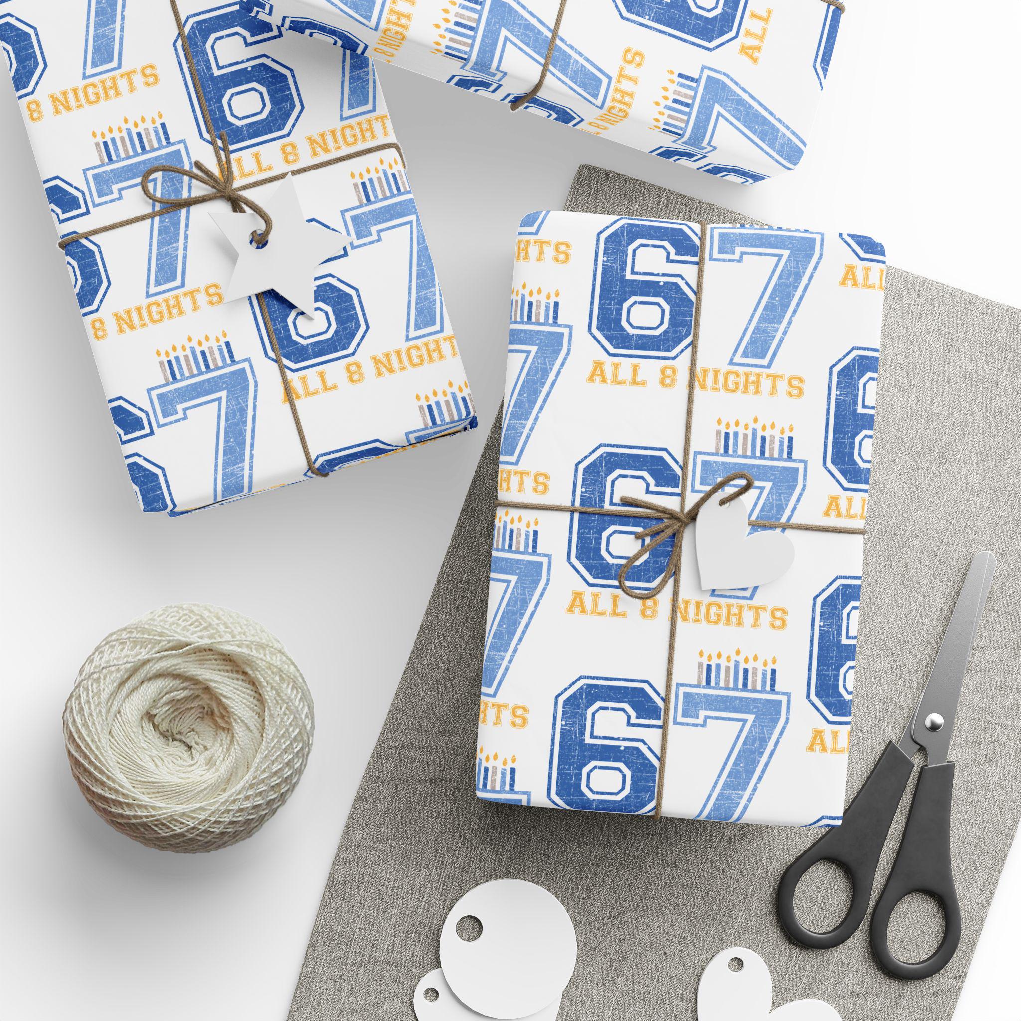 Hanukkah Wrapping Paper • 6 7 All 8 Nights Gift Wrap • Funny Jewish ...