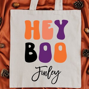 Personalized Halloween Hey Boo Trick or Treat Bag, Halloween Bag for ...