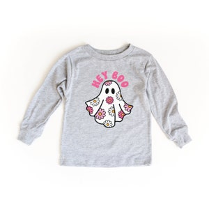 Adorable Pink Ghost 'hey Boo' Child's Long Sleeve Shirt - Perfect for ...
