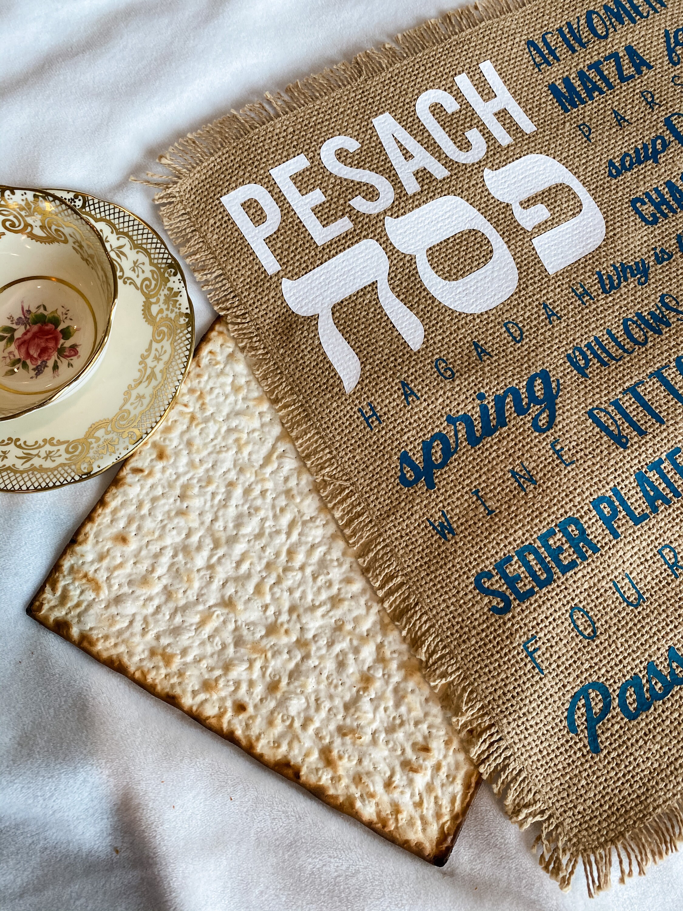 Passover Matzah Cover Burlap | Seder Table Decor | Jewish Holiday ...