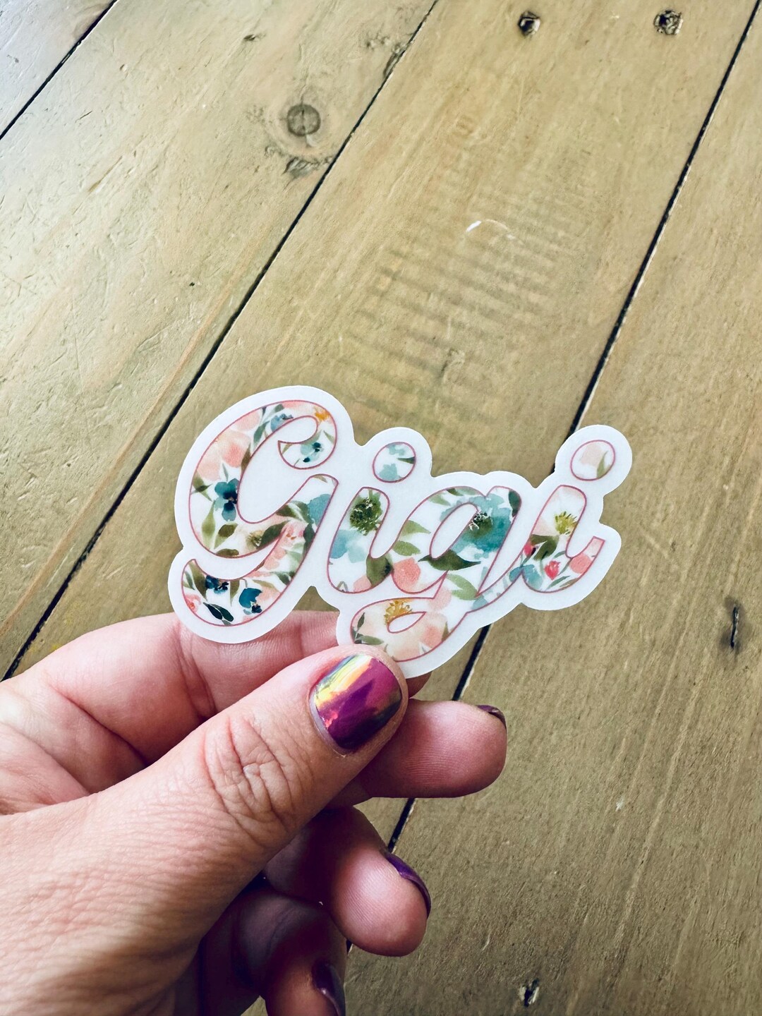 Pretty Floral Gigi Clear Weatherproof Sticker - Perfect Holiday Gift ...