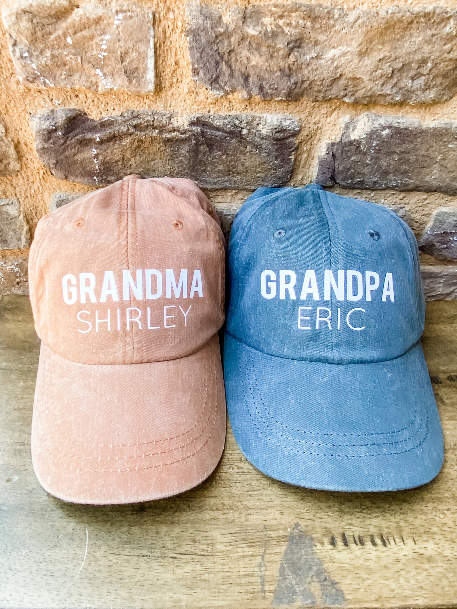 Personalized Grandma and Grandpa Hats: Custom Cotton Twill Caps (set of ...