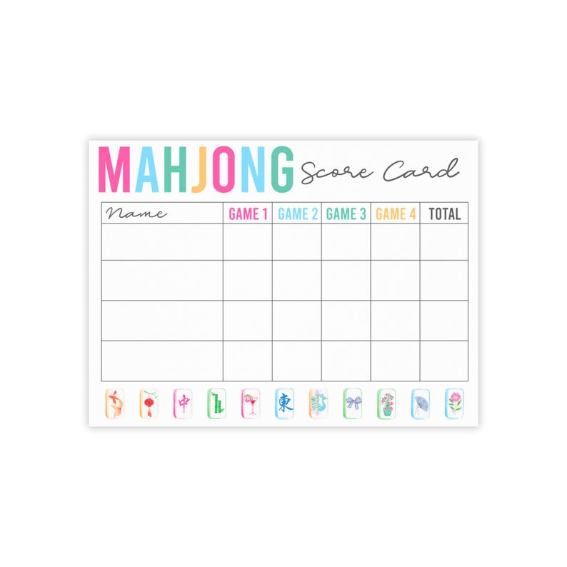 Mahjong Score Card Notepad, Mahjong Score Pad, American Mahjong Score ...