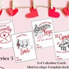 Kid Music Valentine Cards 3x4 Printable Cards and Mini Envelope JPG PDF ...