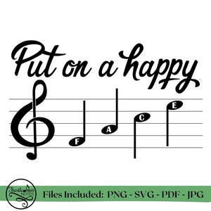 Put on A Happy Face Digital File SVG PNG JPG Pdf Music Fan Teacher ...