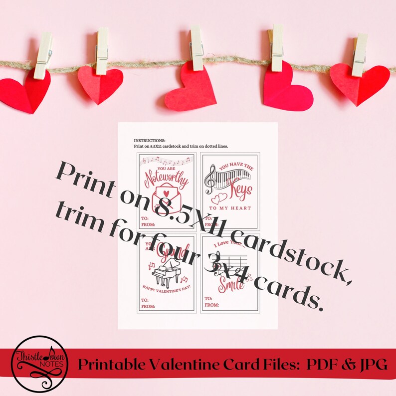 Kid Music Valentine Cards - Series 3 | 3x4 Printable Cards and Envelope ...