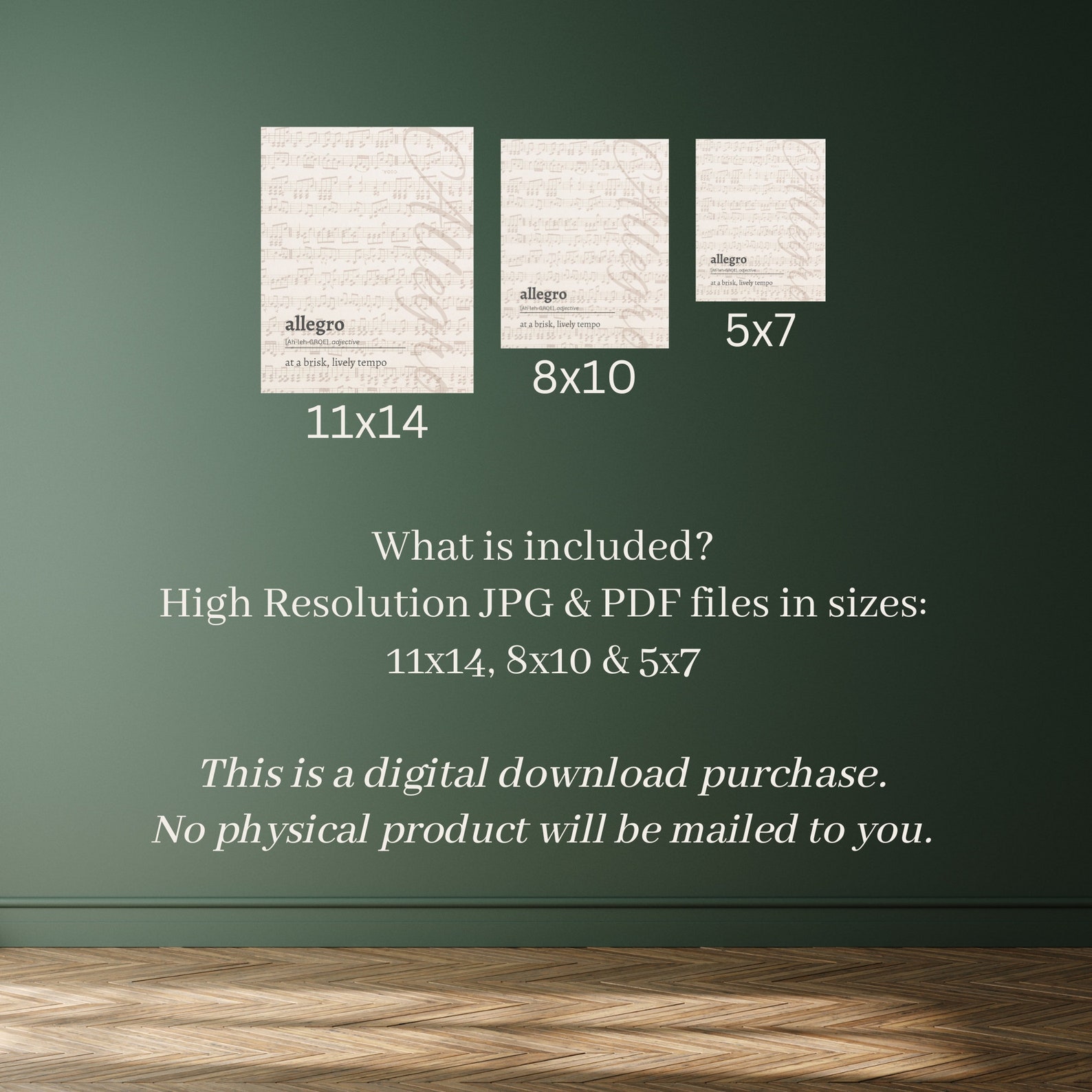 Set of 3 Prints Music Wall Art Printable Musical Tempos Largo Moderato ...