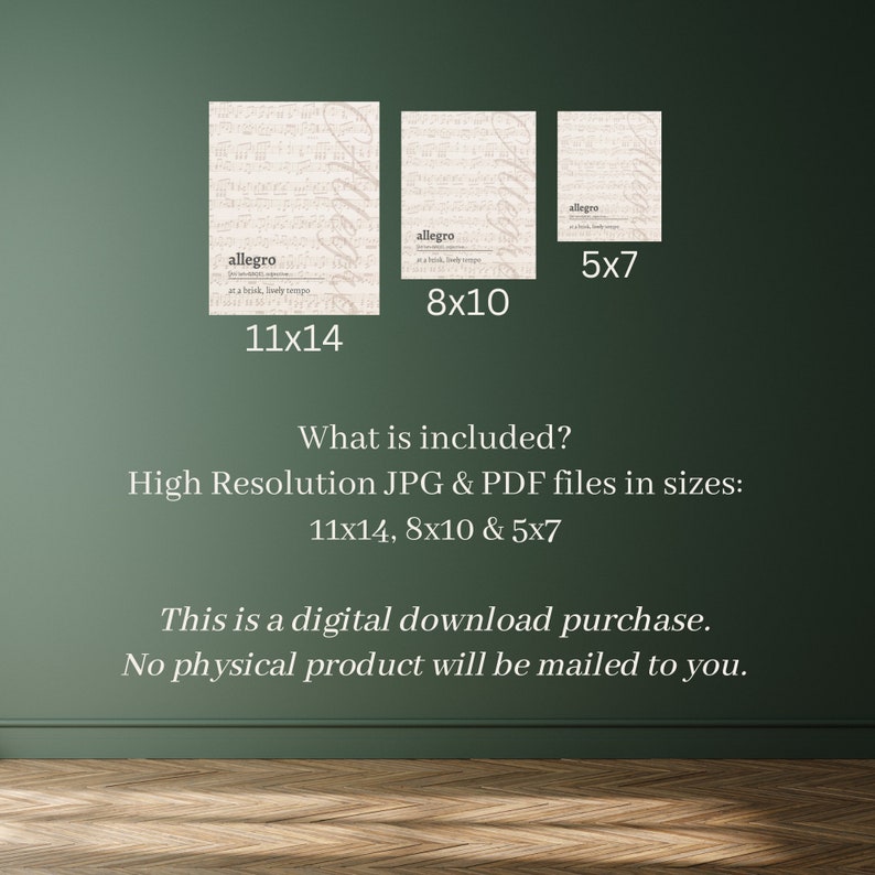 Set of 3 Prints Music Wall Art Printable Musical Tempos Largo Moderato ...