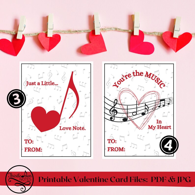 Kid Music Valentine Cards - Series 2 | 3x4 Printable Cards and Envelope ...