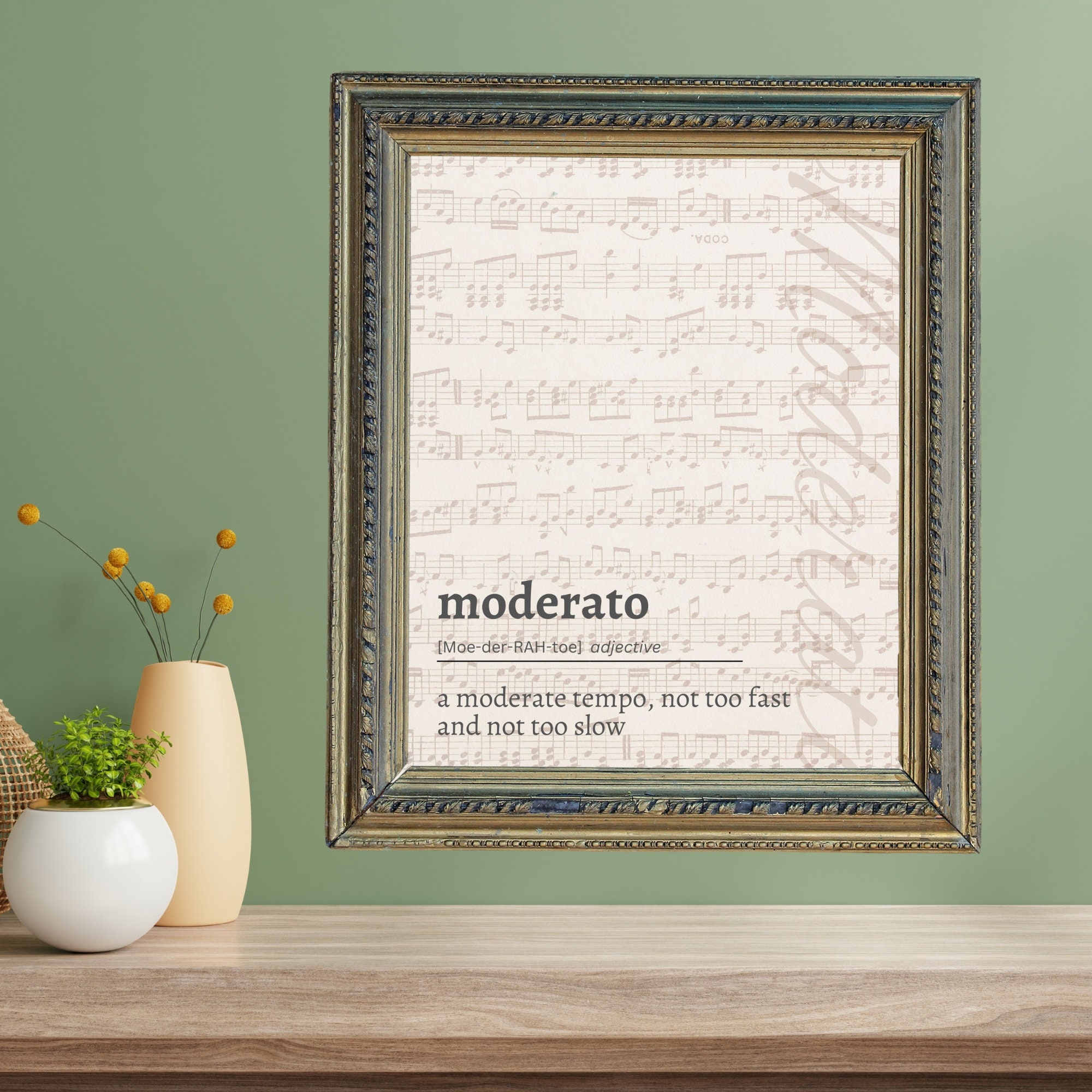 Set of 3 Prints Music Wall Art Printable Musical Tempos Largo Moderato ...